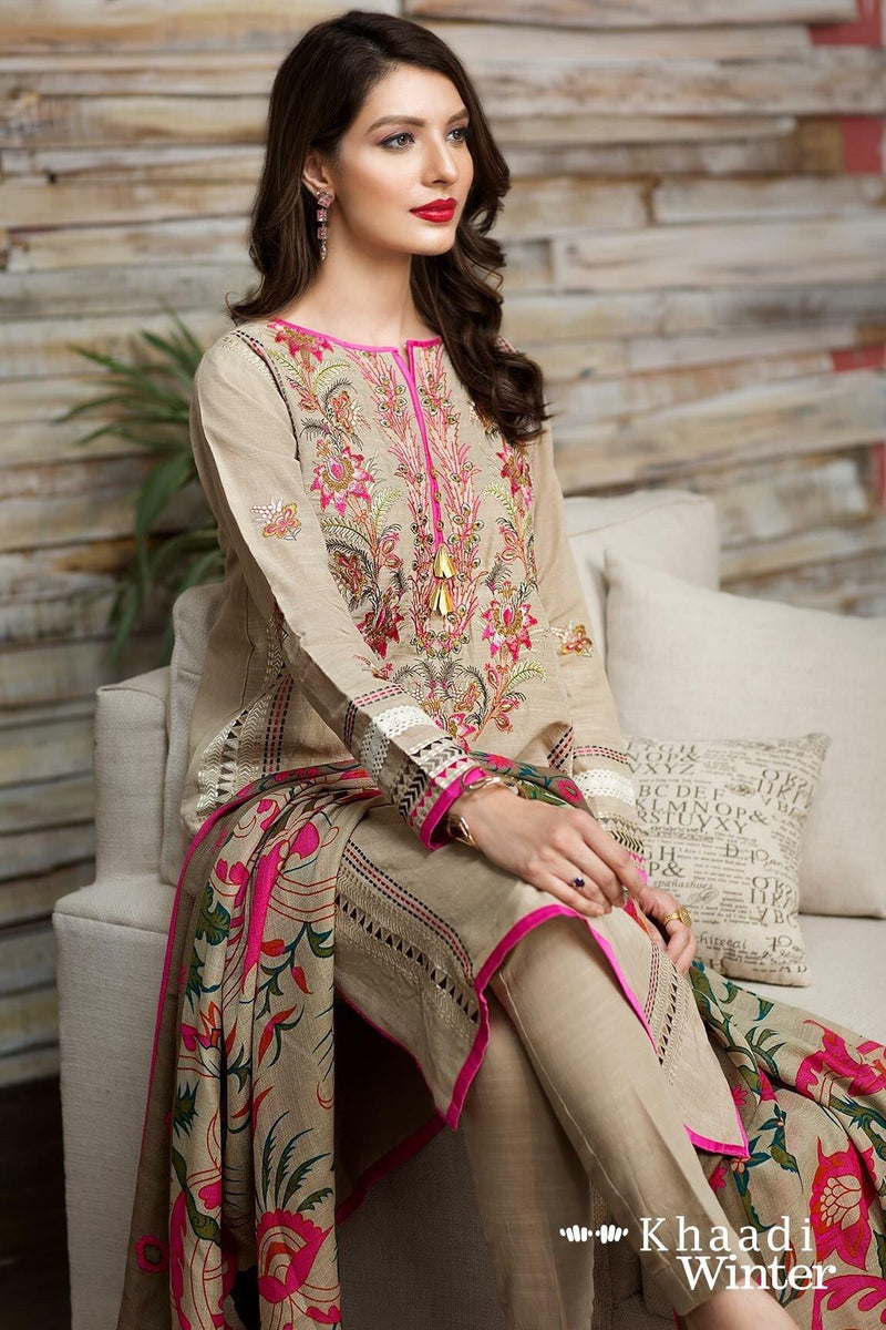 Winter Embroidered khaddar 3pc With Wool Shawl-RL1060 – Royal Libass